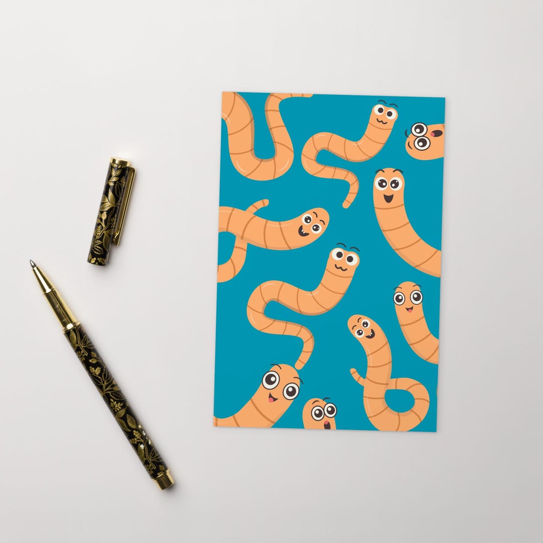 WORMS Postcard, Funky Postcard, Worms Insects Standard Postcard Funky ...