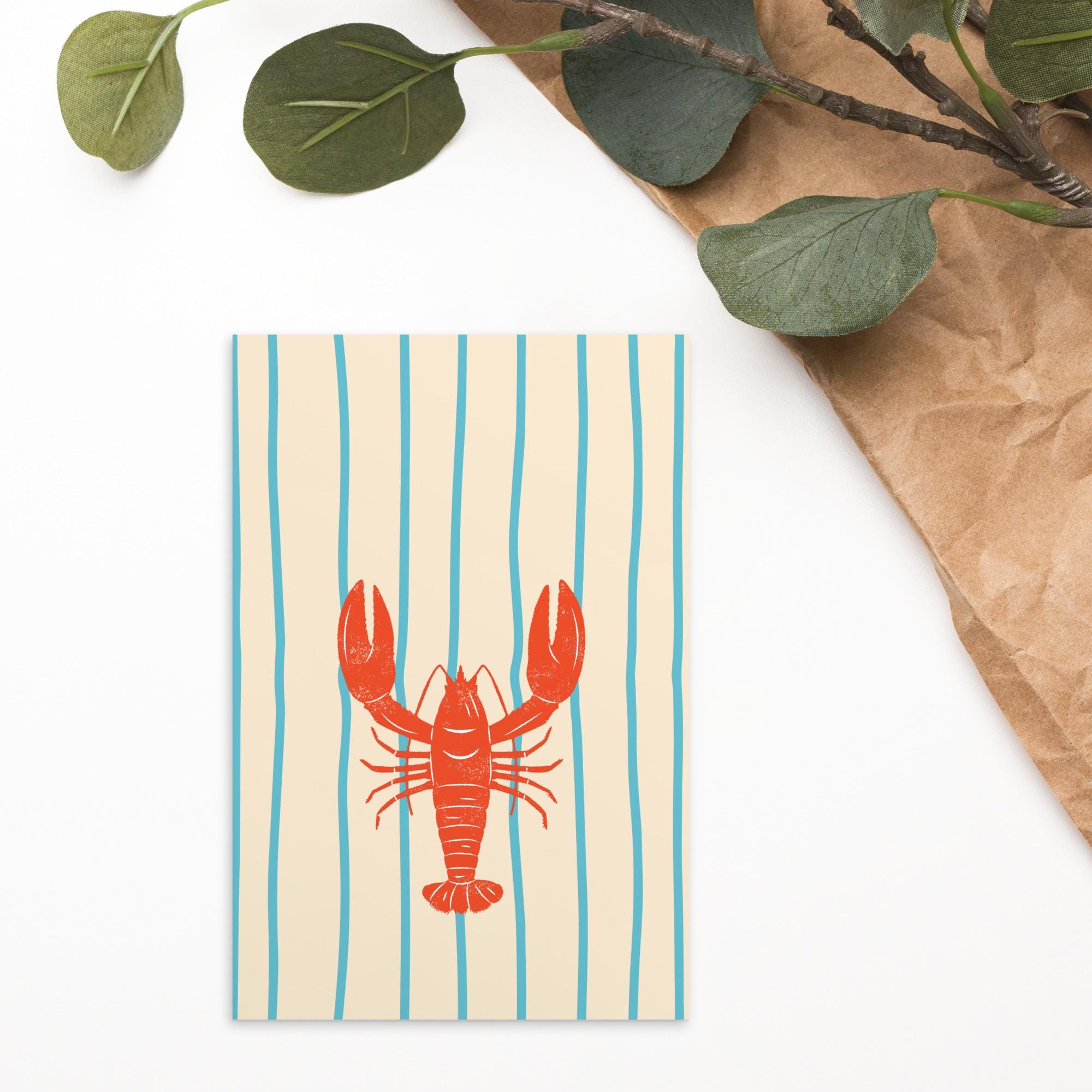 LOBSTER Postcard, Funky Crabs Postcard, Underwater Standard Postcard ...
