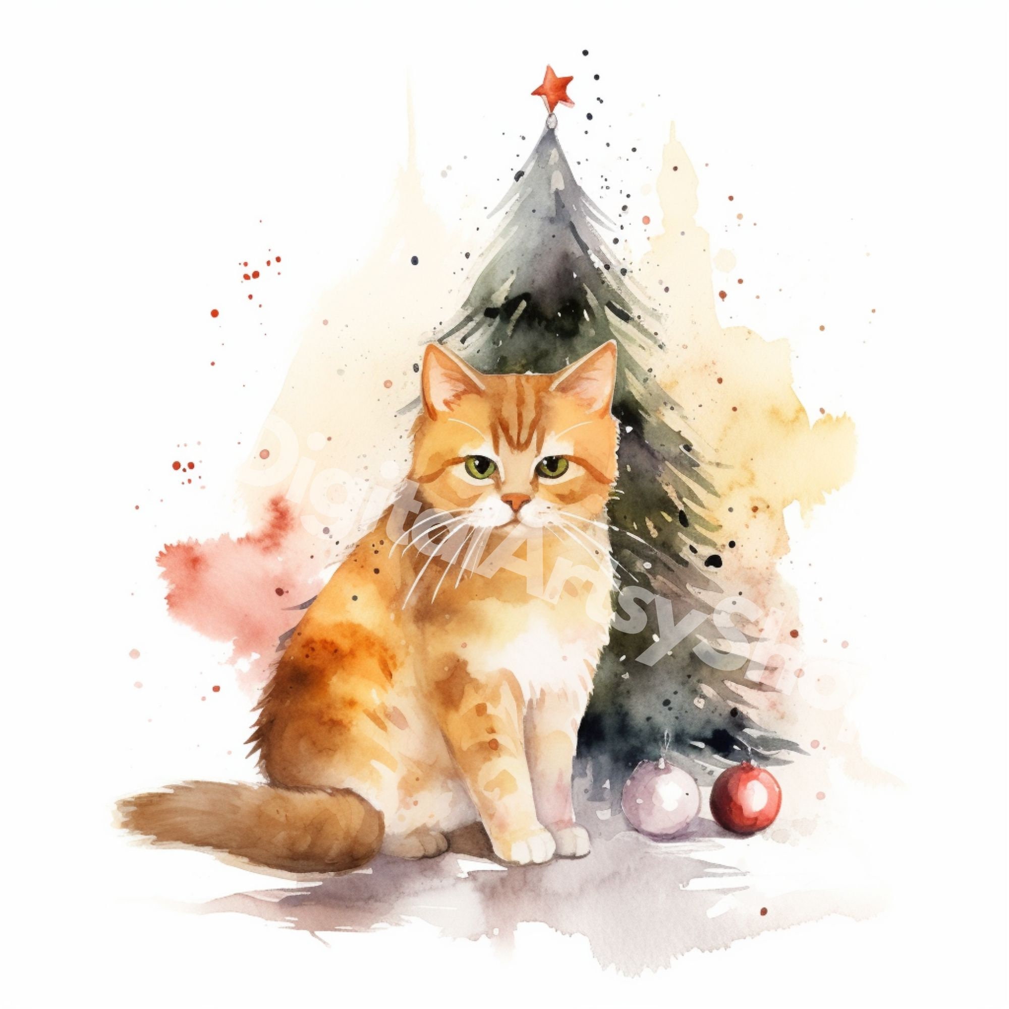 Christmas Tree Cat Clipart Cat Clipart Christmas Clipart 10 - Etsy