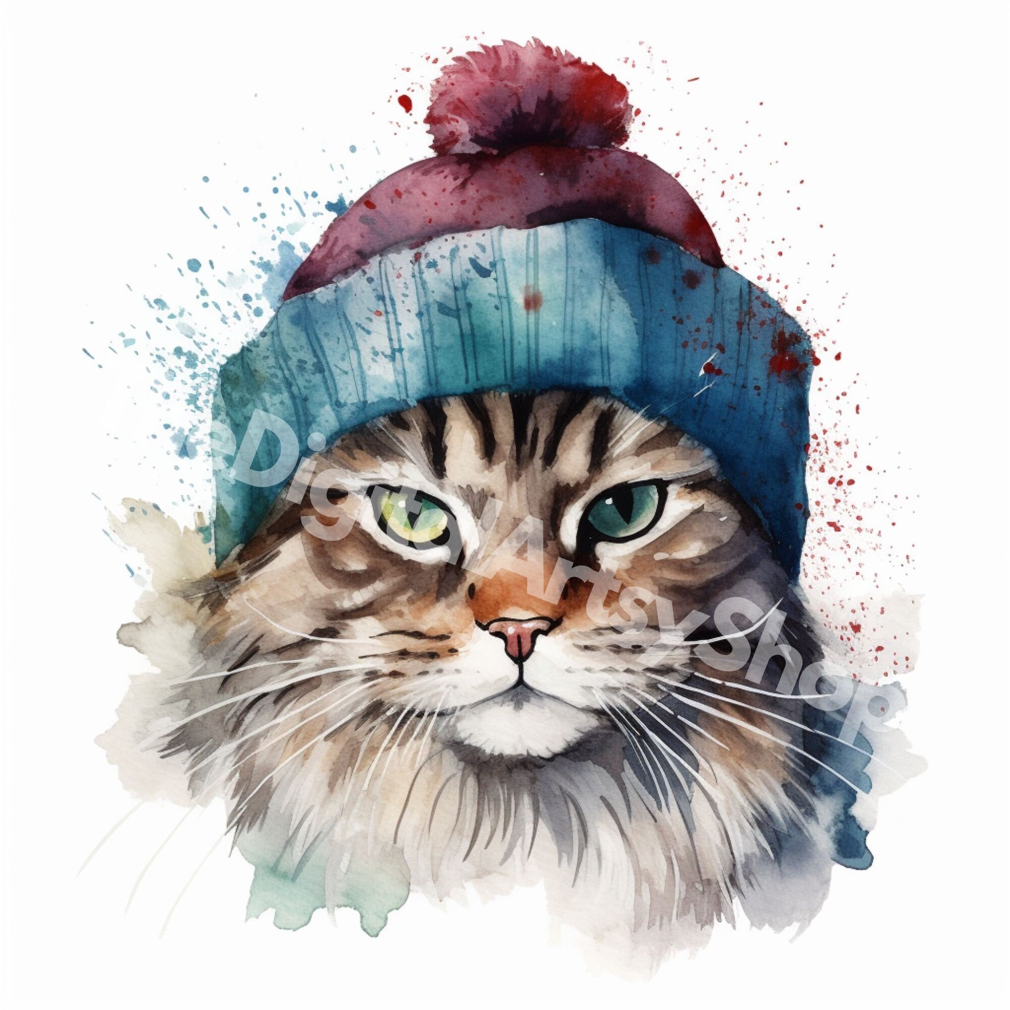 Cat in Hat Clipart Cat Clipart Winter Clipart 10 High Quality Jpgs ...