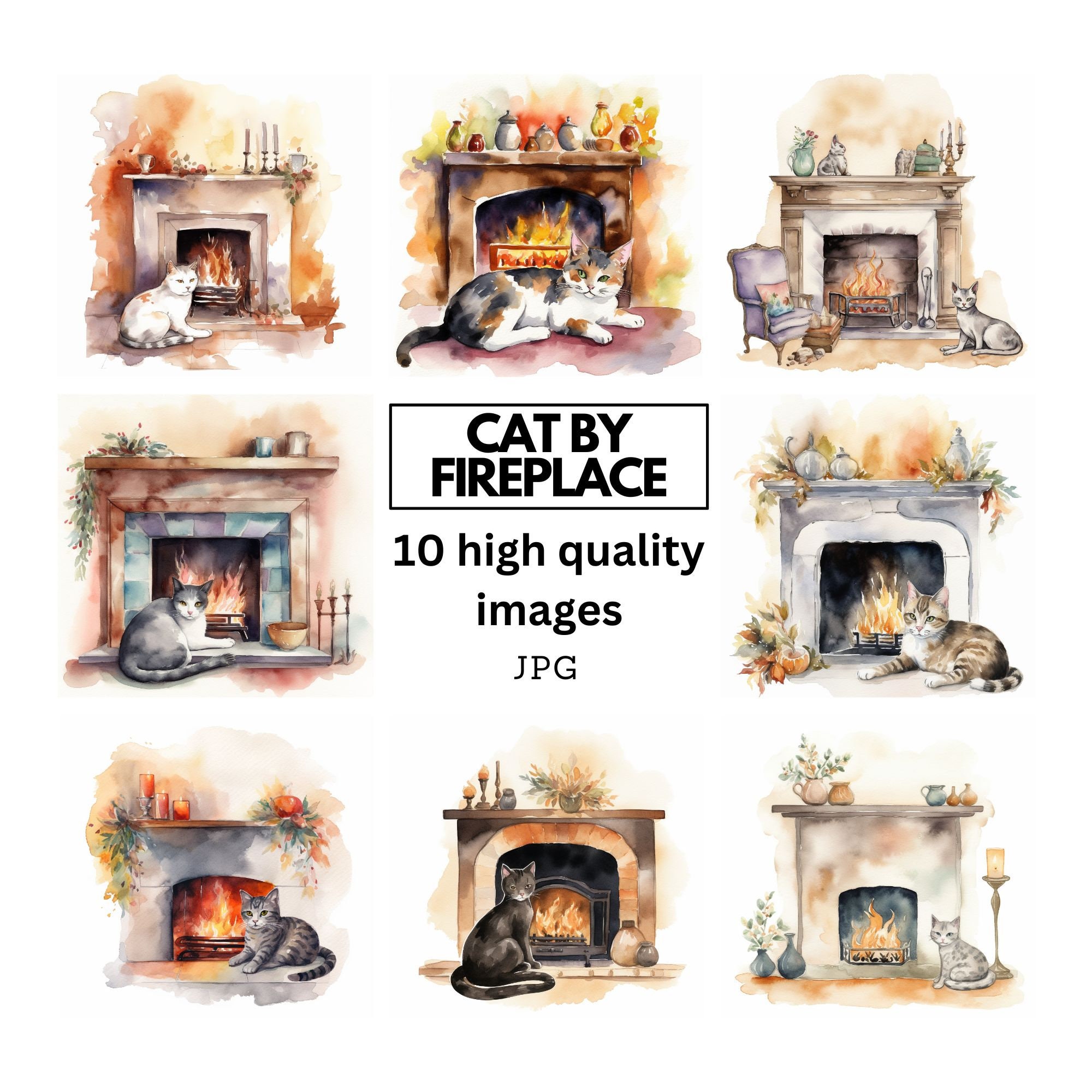 Cat by Fireplace Clipart Cat Clipart Fireplace Clipart 10 High Quality ...