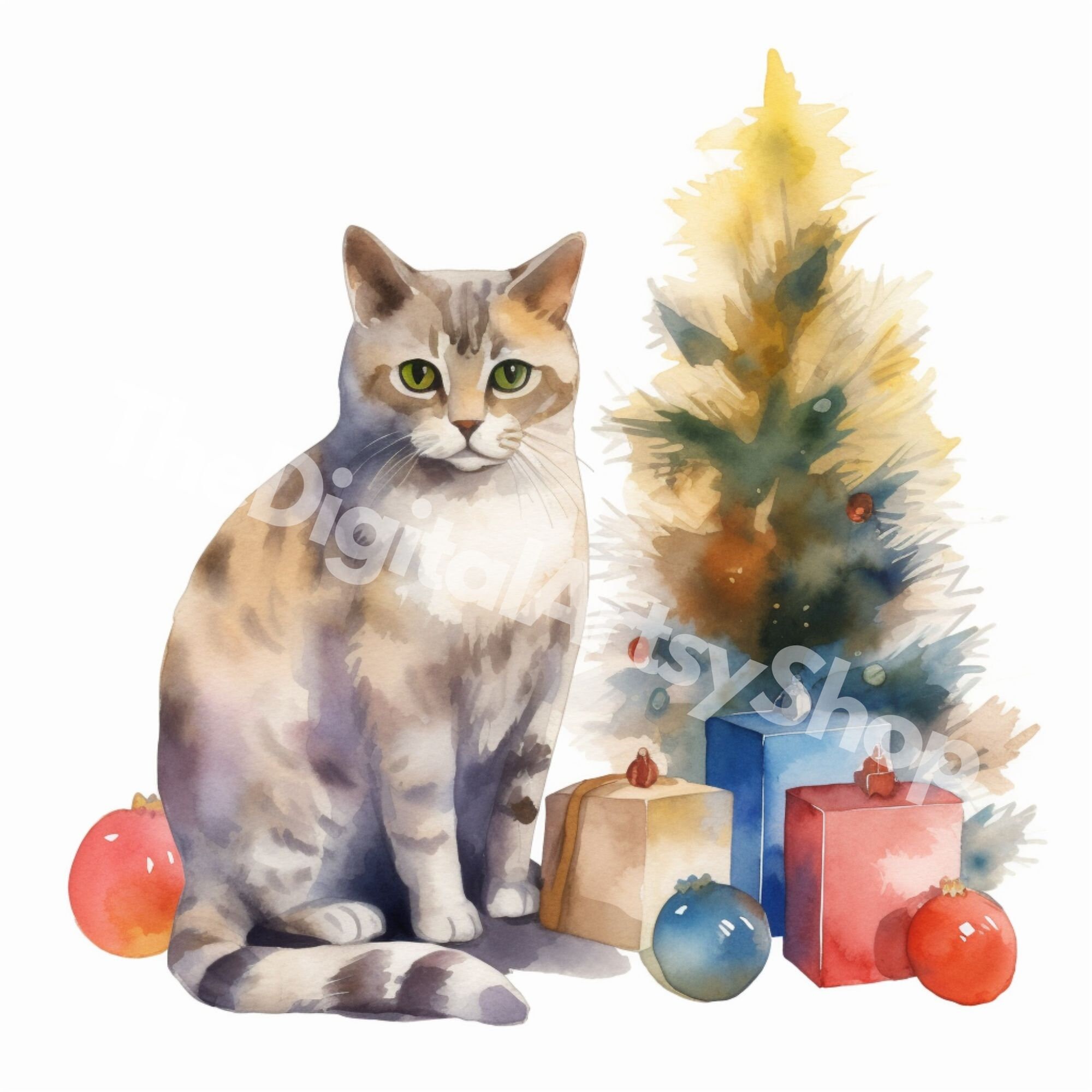 Christmas Tree Cat Clipart Cat Clipart Christmas Clipart 10 - Etsy