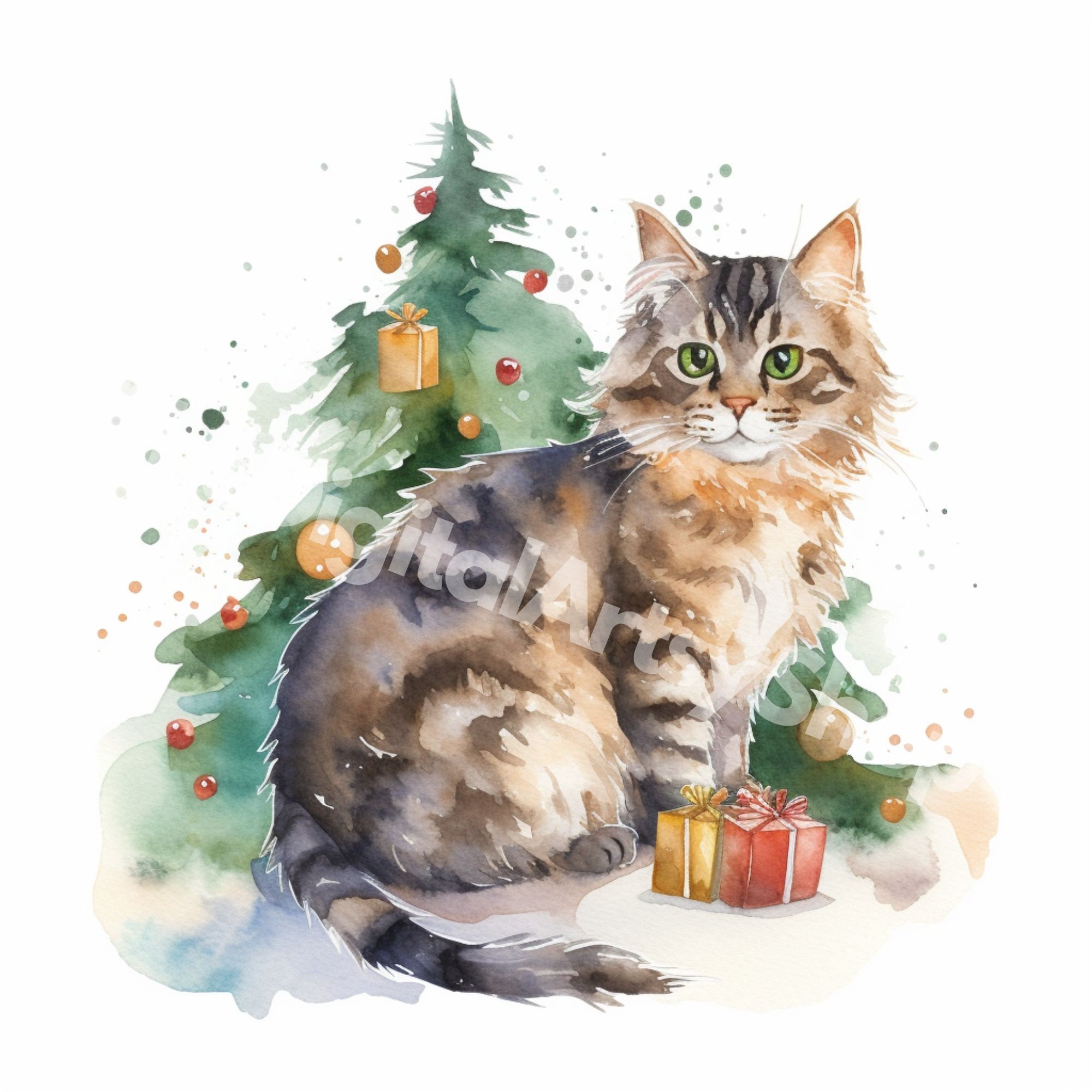 Christmas Tree Cat Clipart Cat Clipart Christmas Clipart 10 - Etsy