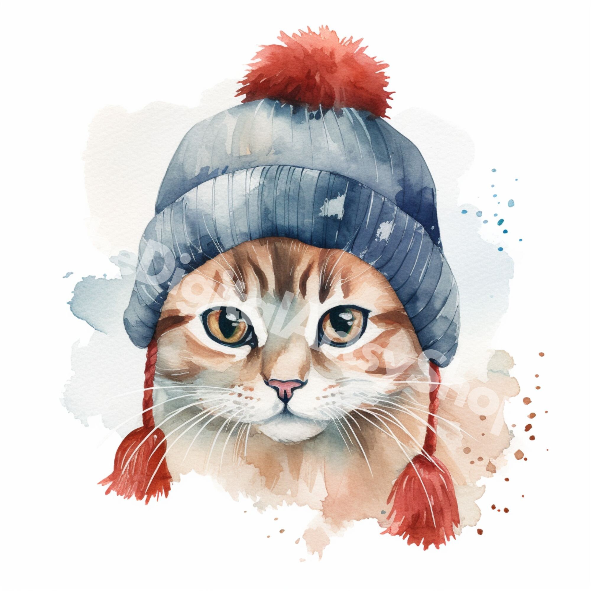 Cat in Hat Clipart Cat Clipart Winter Clipart 10 High Quality Jpgs ...
