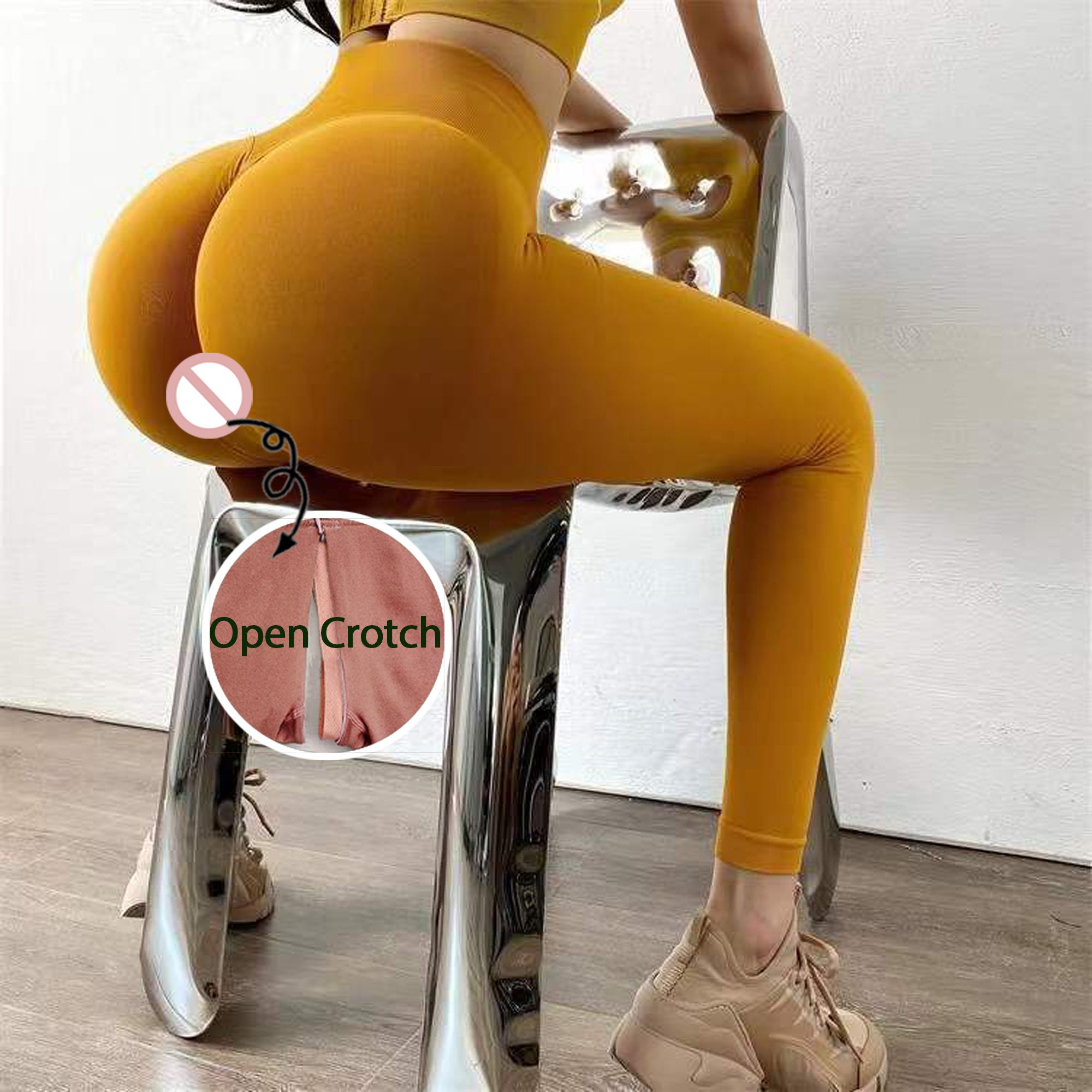Open Crotch Leggings Crotchless Leggings With Zipper Sexy Gym Pants