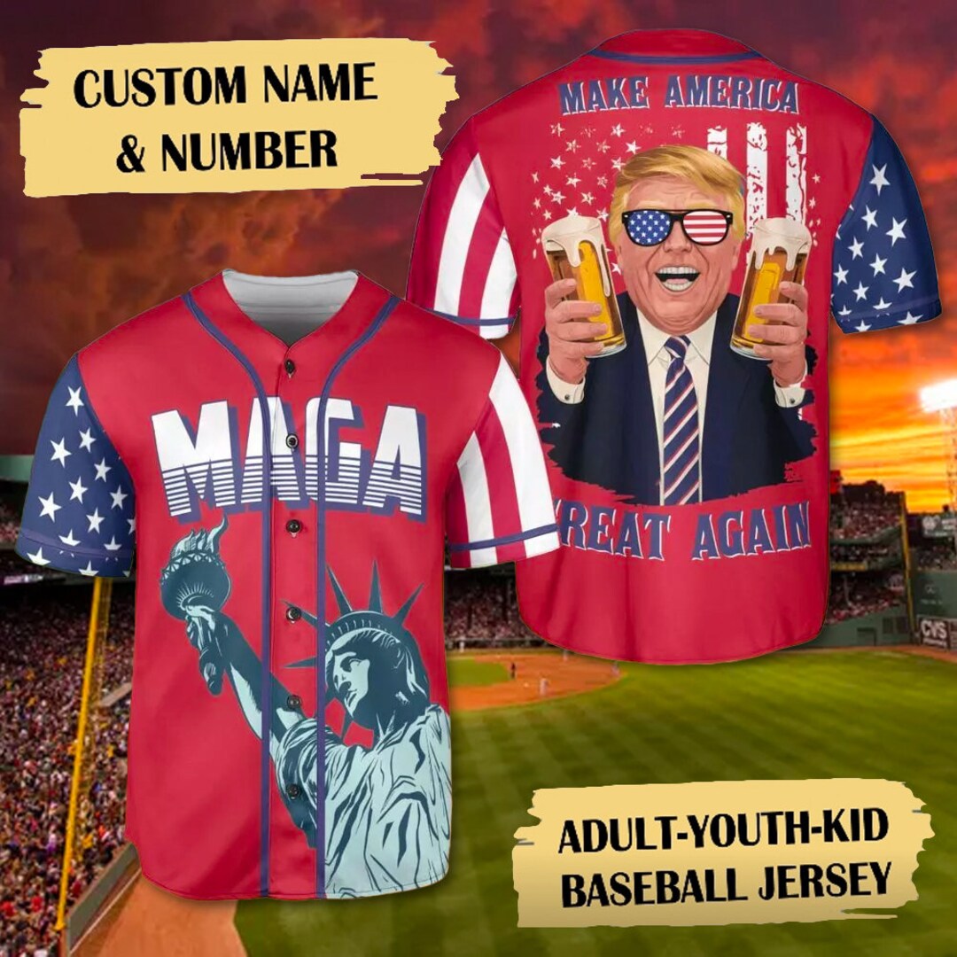 Personalized Trump Make America Great Again 4th July Baseball Jersey ...