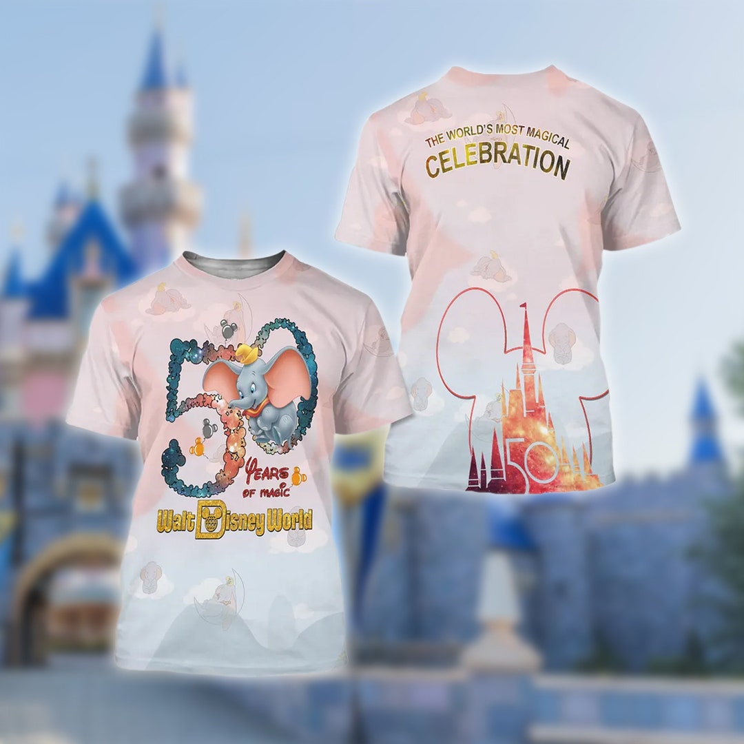 Dumbo Flying Elephant 3D Adult Kid T-shirt, 50 Years Anniversary All ...