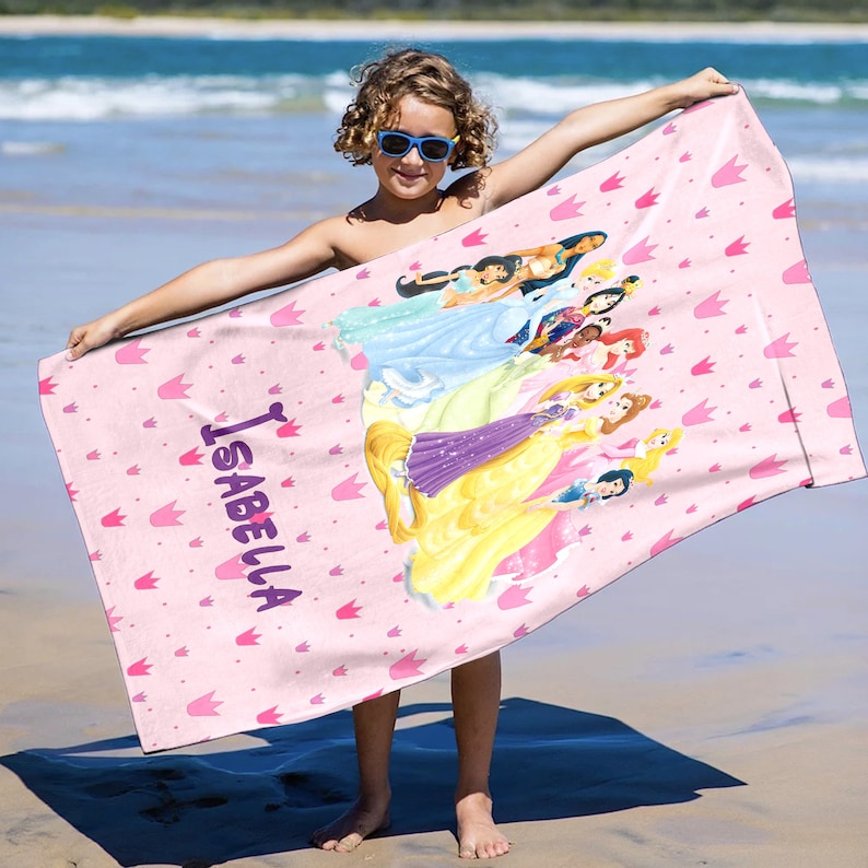 Personalized Princess Beach Towel, Characters Towel, Magic World Summer ...