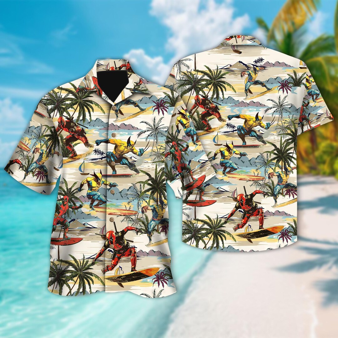 Deadpool and Wolverine Hawaiian Shirt, Deadpool Wolverine Hawaii Shirt ...