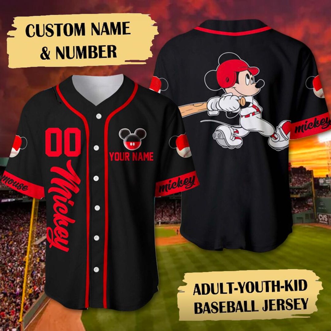 Personalized Mickey Mouse Baseball Jersey, Custom Mickey Baseball ...