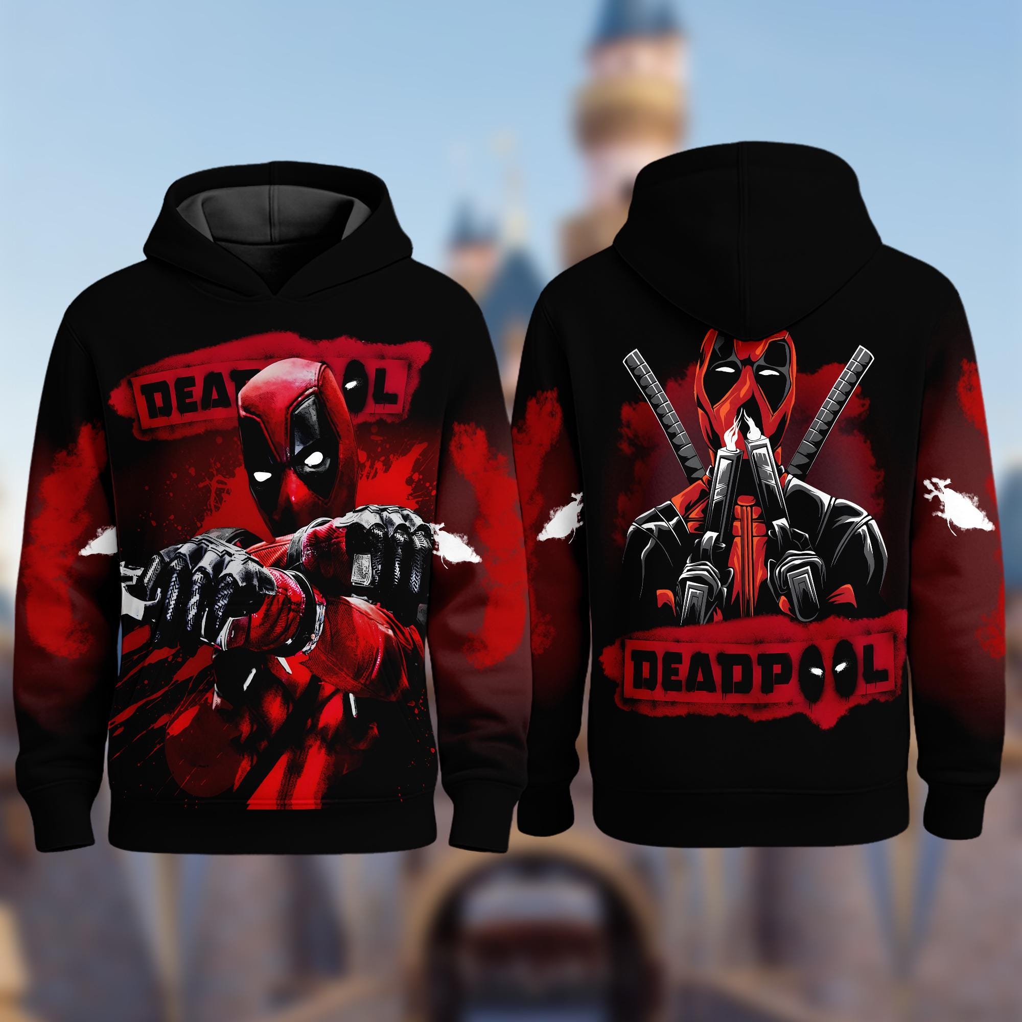 Superhero Deadpool Hoodie, Deadpool & Wolverine Movie 3D Adult T-shirt ...