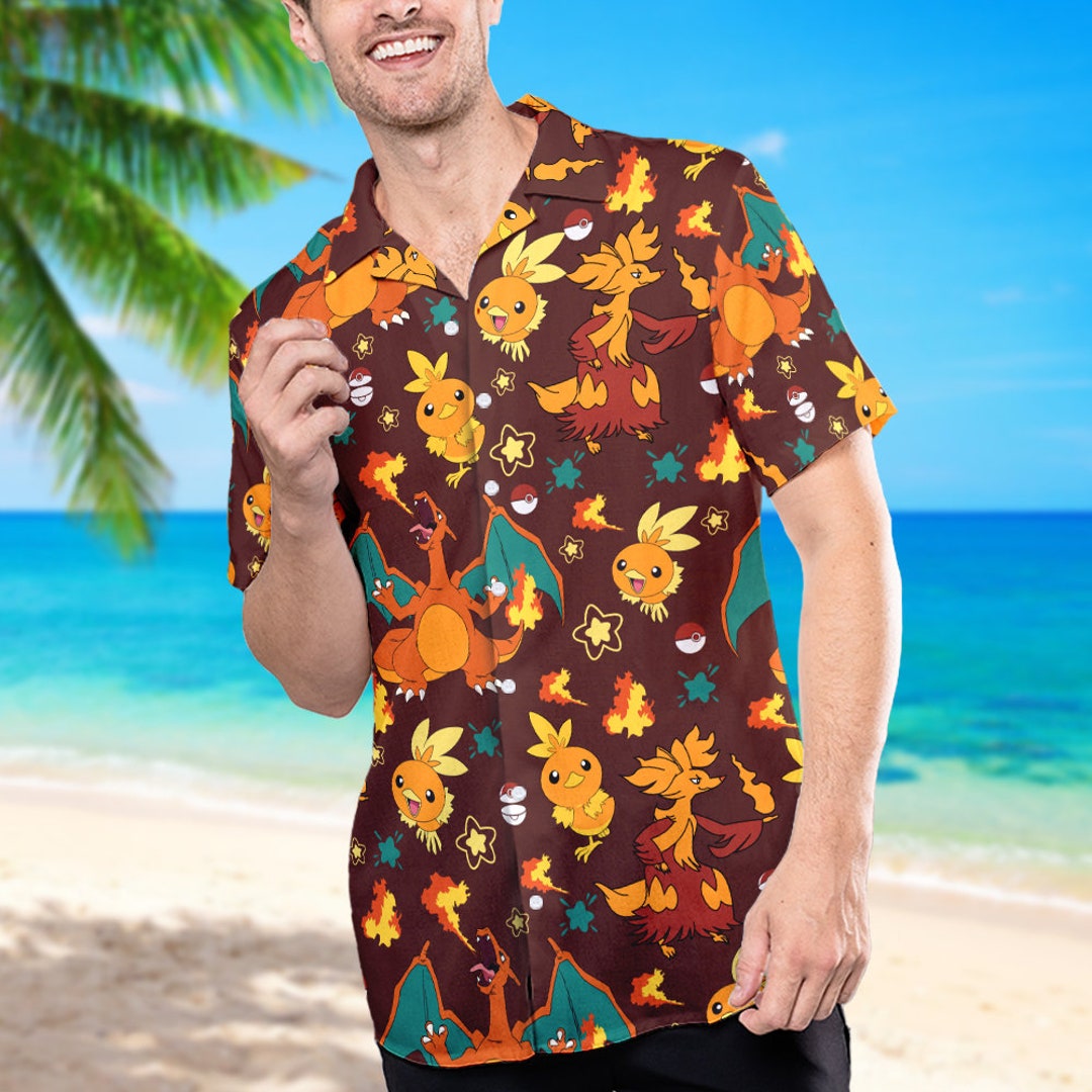 Dragon Fire Red Hawaii Shirt, Dragon Button up Shirt, Japanese Anime ...