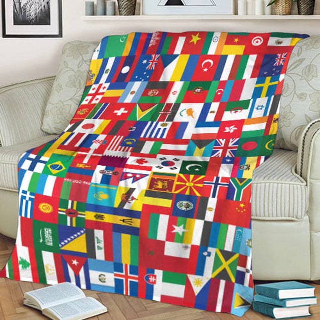 Flags of the World Blanket, Flags Collection Blanket, Flags From All Over the World Fleece ...