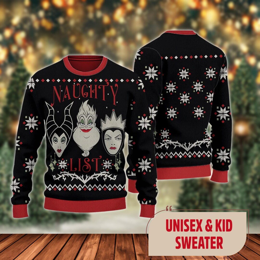 Villains Christmas Ugly Sweater, Maleficent Christmas Sweatshirt, Evil ...