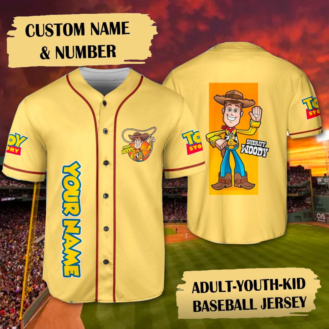Custom Toy Story Baseball Jersey, Woody Toy Story Jersey Team, Magic ...