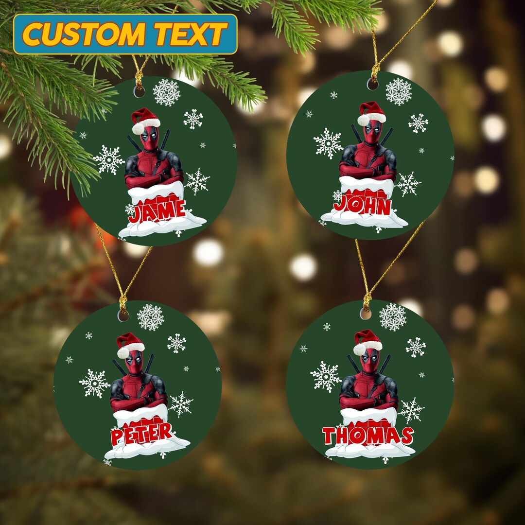 Deadpool Santa Hat Christmas Ornament, Deadpool Movie Xmas Ornament ...