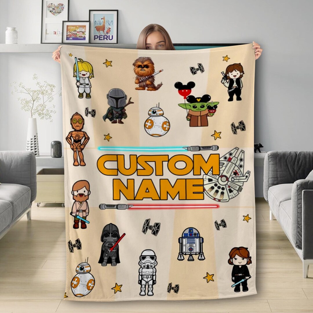 Personalized Custom Name Star Wars Blanket, Darth Vader Stromtrooper ...