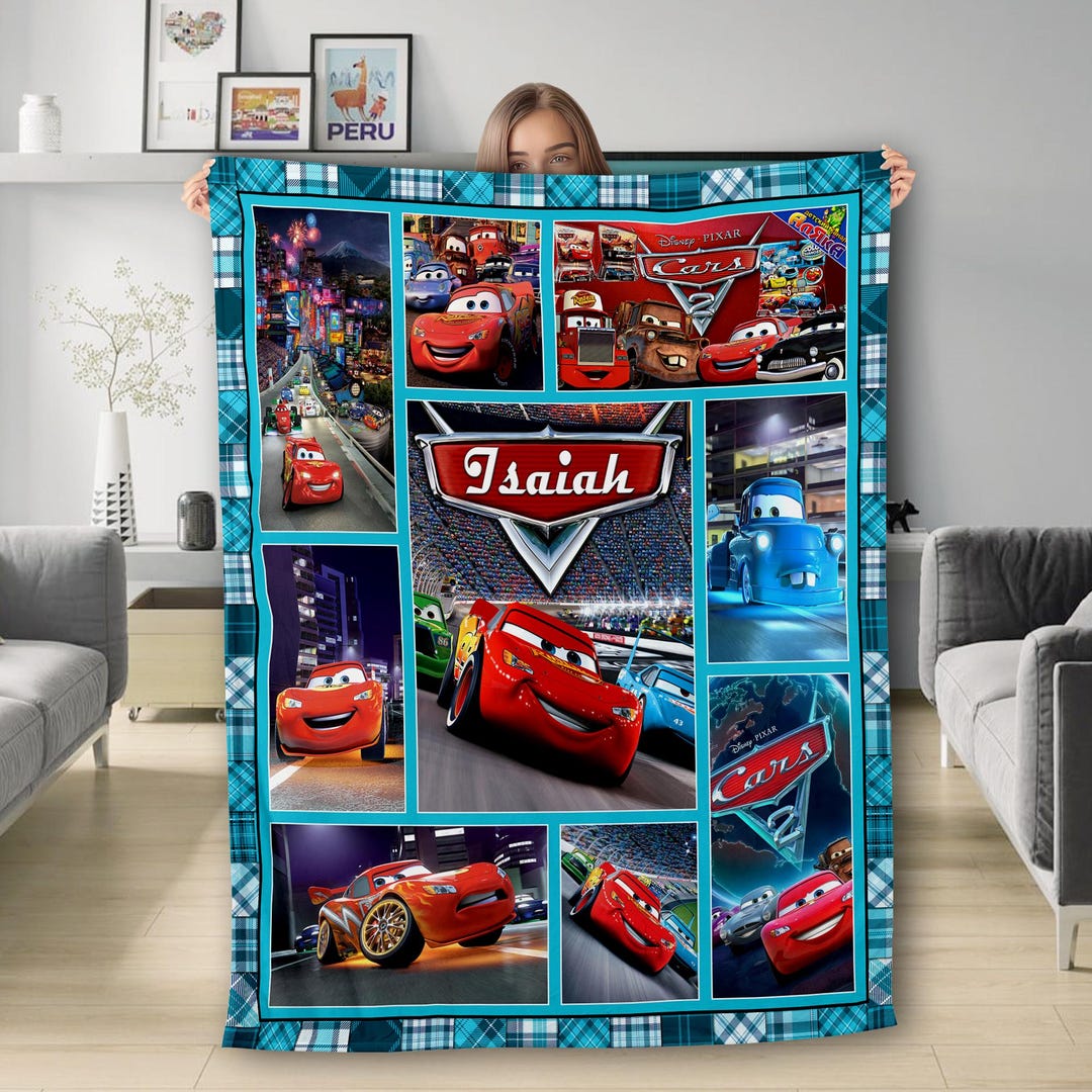 Personalized Lightning Racing Car Blanket, Custom Name Car Movie Fleece ...
