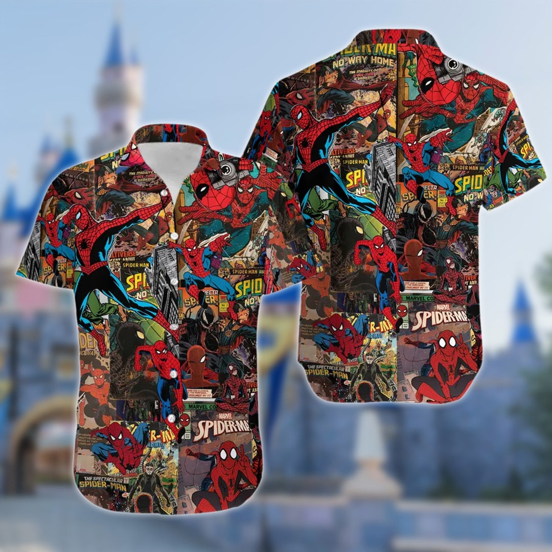Spiderman Hawaiian Shirt, Spiderman Superhero Movie Character Hawaii ...