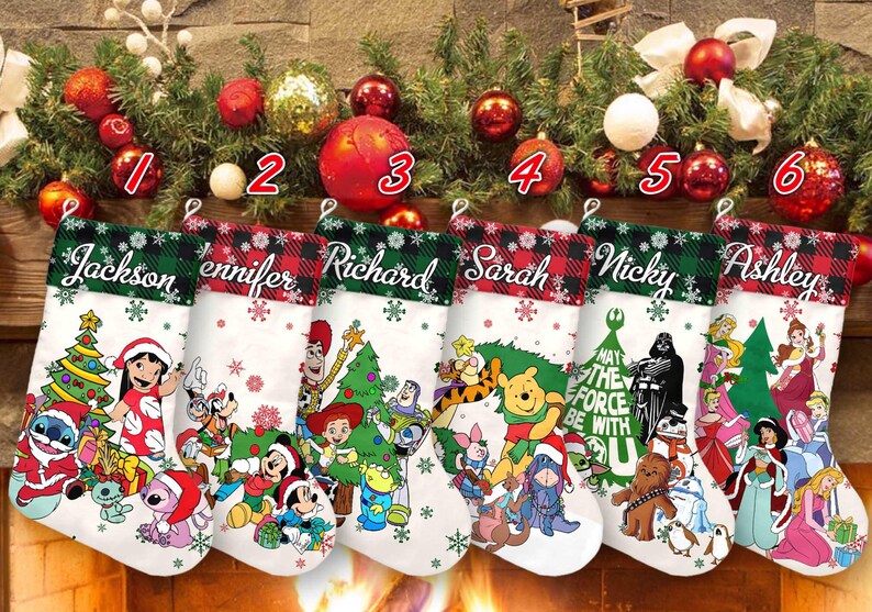 Mickey and Friends Xmas Stocking, Cartoon Movie Christmas Stockings ...