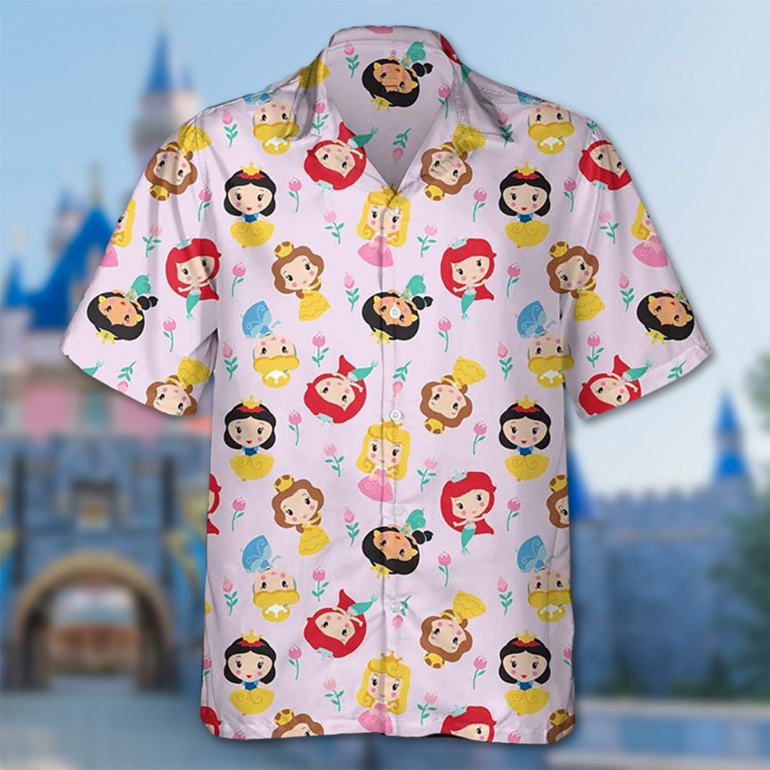 Chibi Princess Hawaii Shirt, Chibi Characters Button up Shirt, Cartoon ...