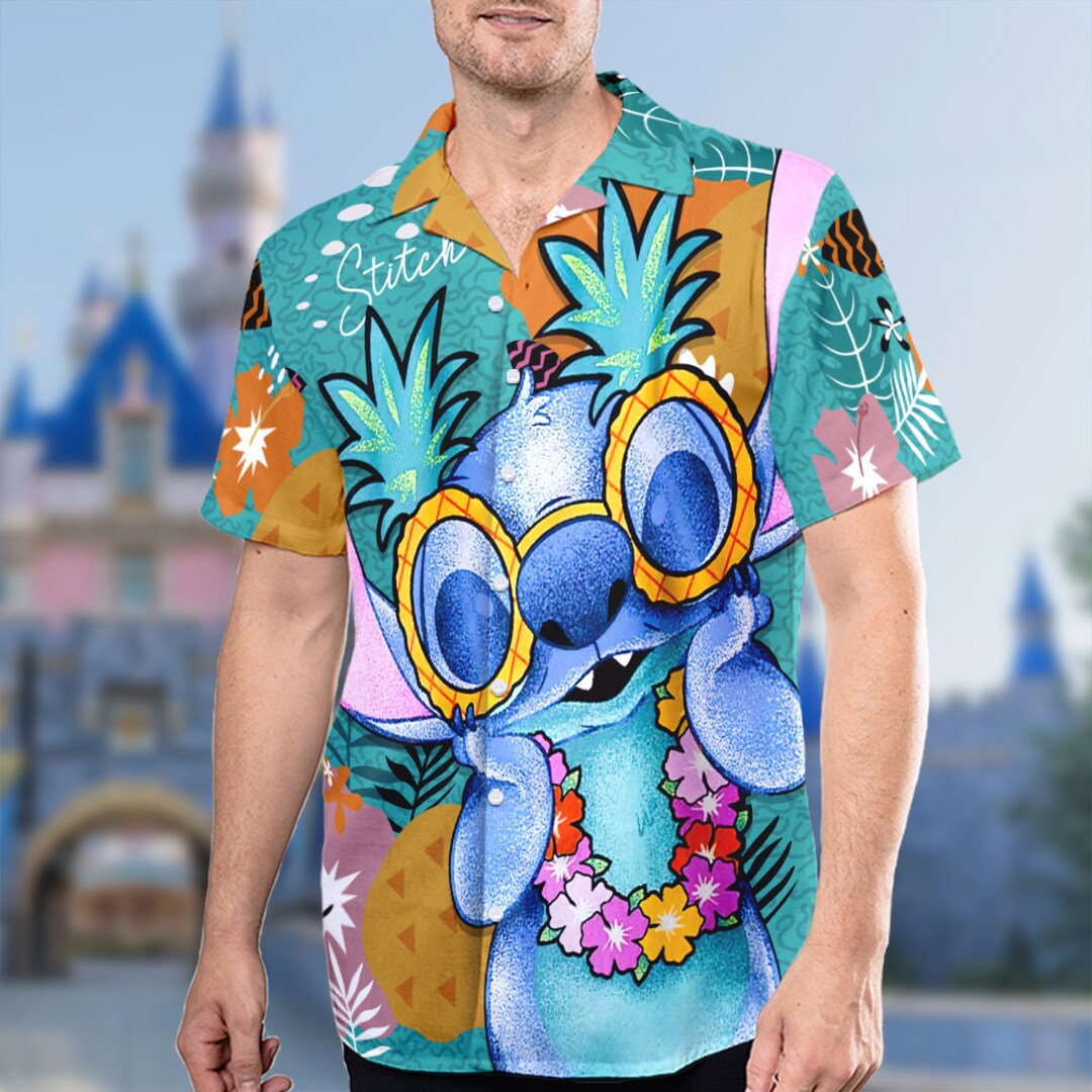 Cute Floral Monster Hawaii Beach Shirt, Blue Monster Button up Shirt ...