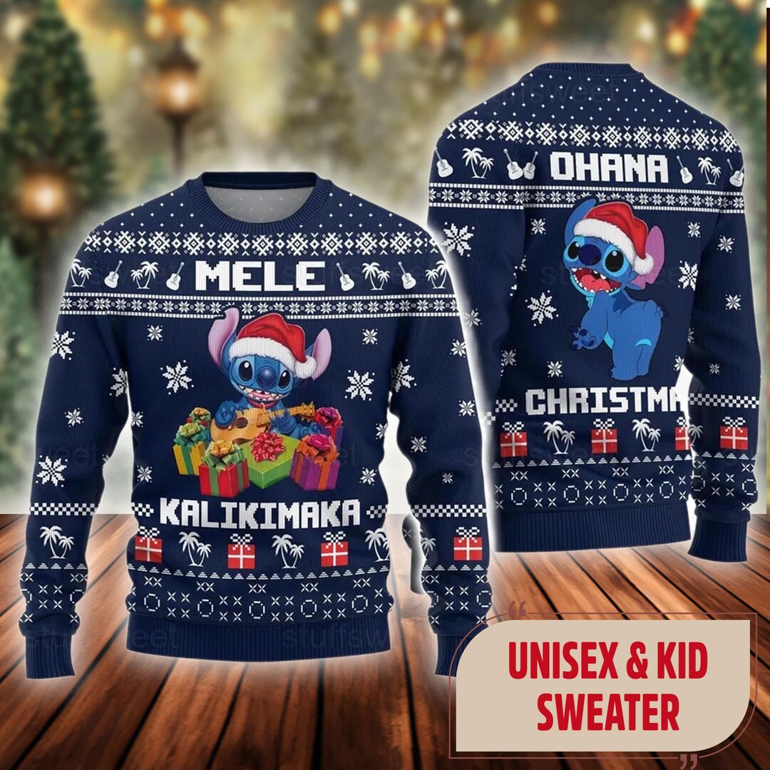 Stitch Christmas Ugly Sweater, Merry Stitchmas 3D Sweater, Cartoon ...