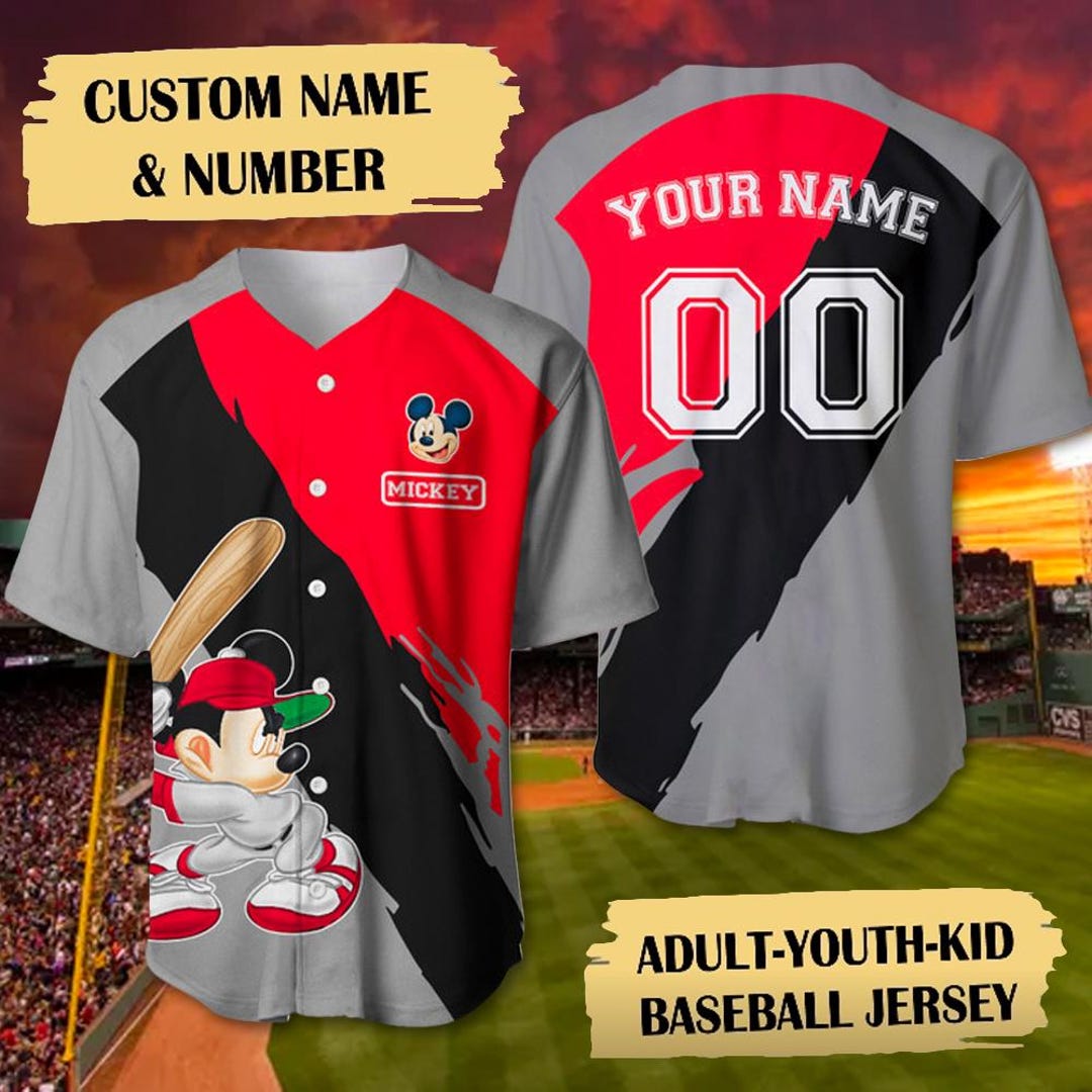 Personalized Mickey Baseball Player Jersey, Custom Mickey Mouse ...