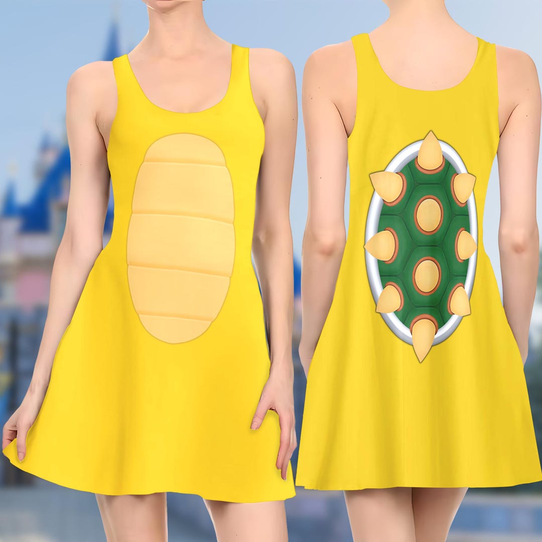 Turtle Bowser Skater Dress, Series Game Dress, King Koopa Dress, Super ...