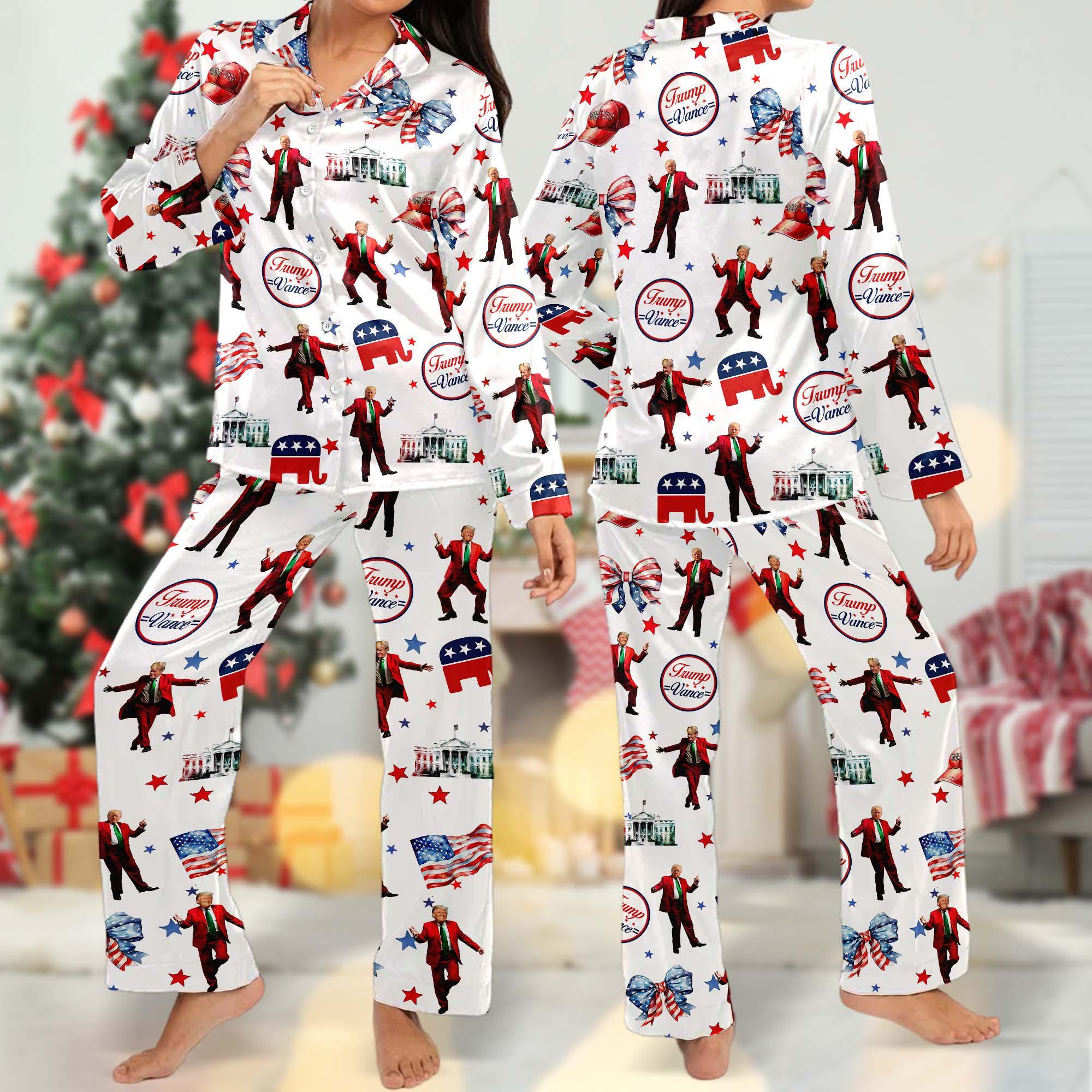 Trump Vance Pajamas, Coquette Bow Trump Pajamas Set, Republican Family ...