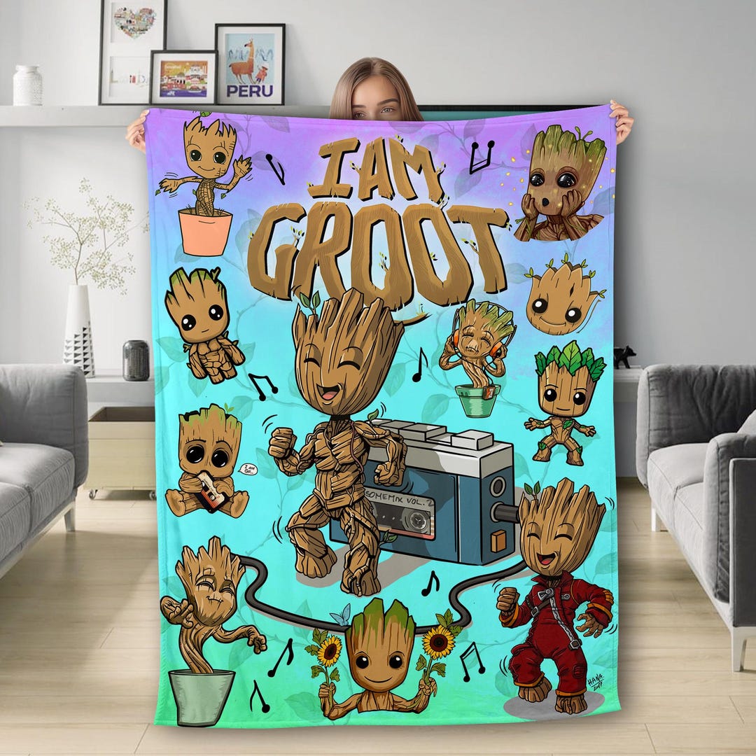Personalized I Am Groot Blanket, Guardians of the Galaxy Superhero ...