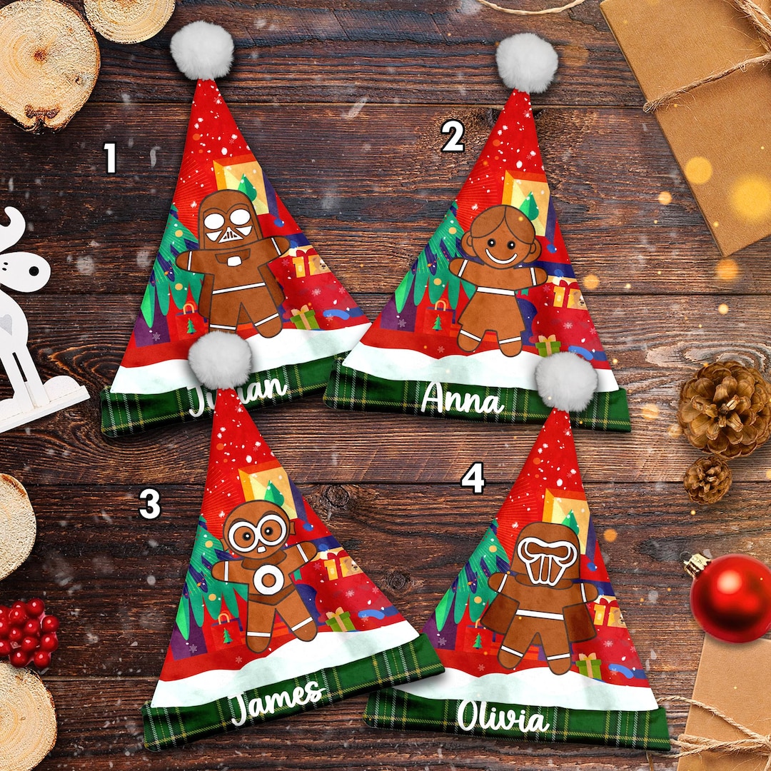 Personalized Characters Gingerbread Christmas Santa Hat, Star Wars Xmas ...