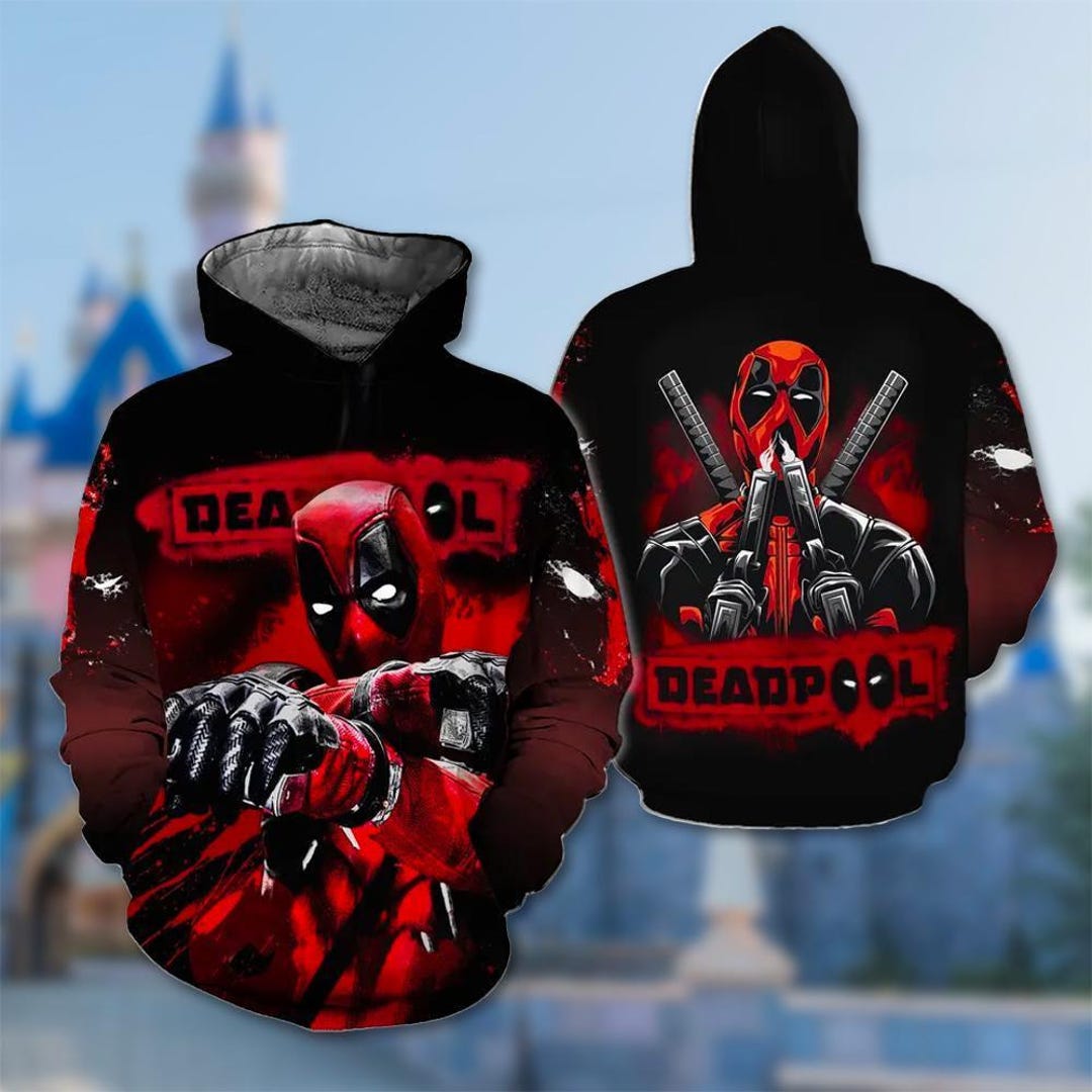 Superhero Deadpool Hoodie, Deadpool & Wolverine Movie 3D Adult T-shirt ...