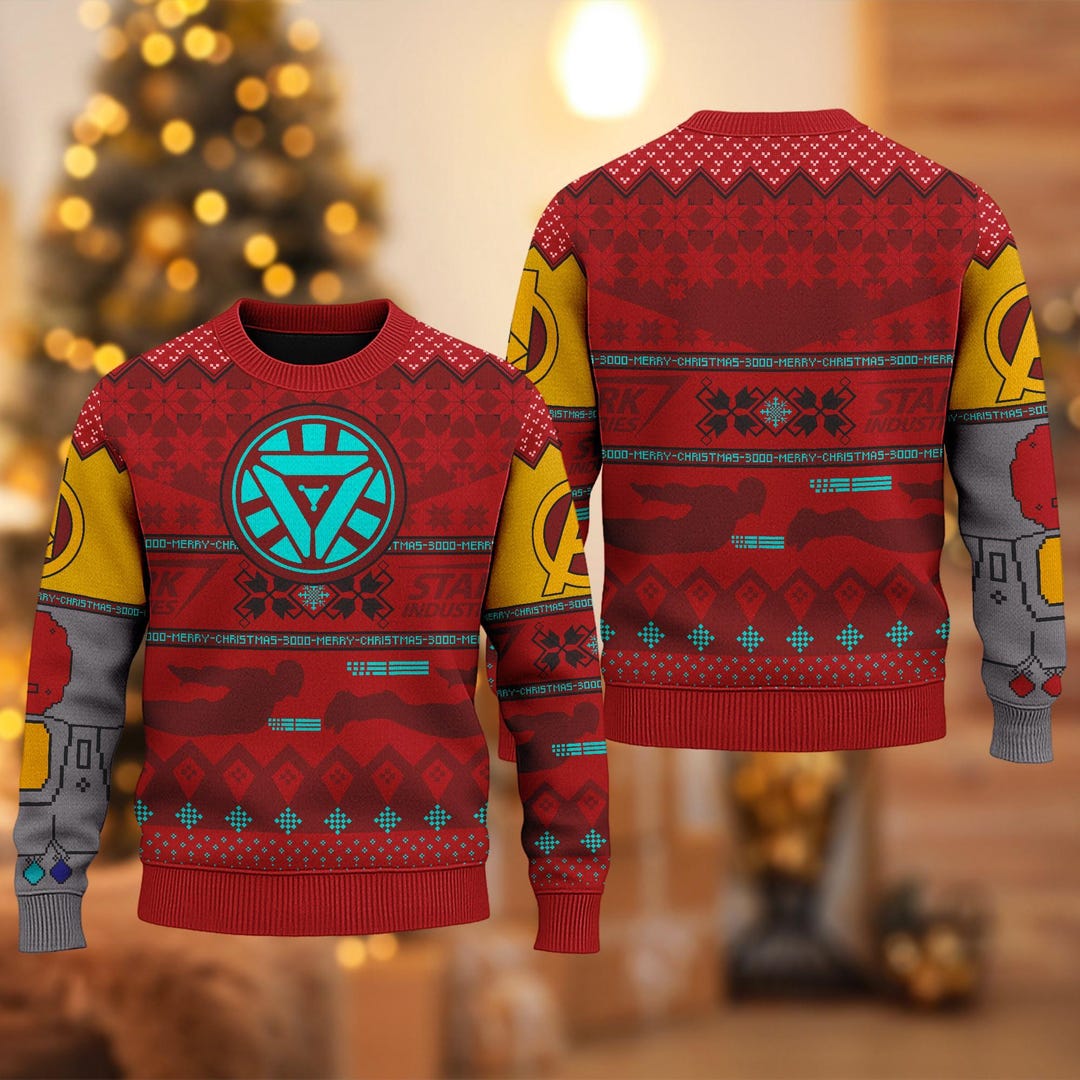 Disney Iron Man 3D Ugly Christmas Sweater, Iron Man Superhero Christmas ...