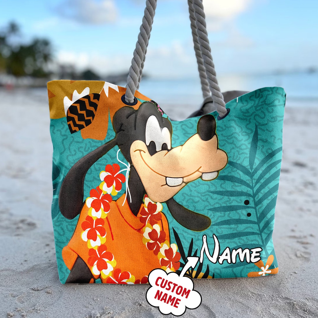 Personalize Goofy Dog Beach Bag, Goofy Dog Summer Hawaii Tote Bag ...