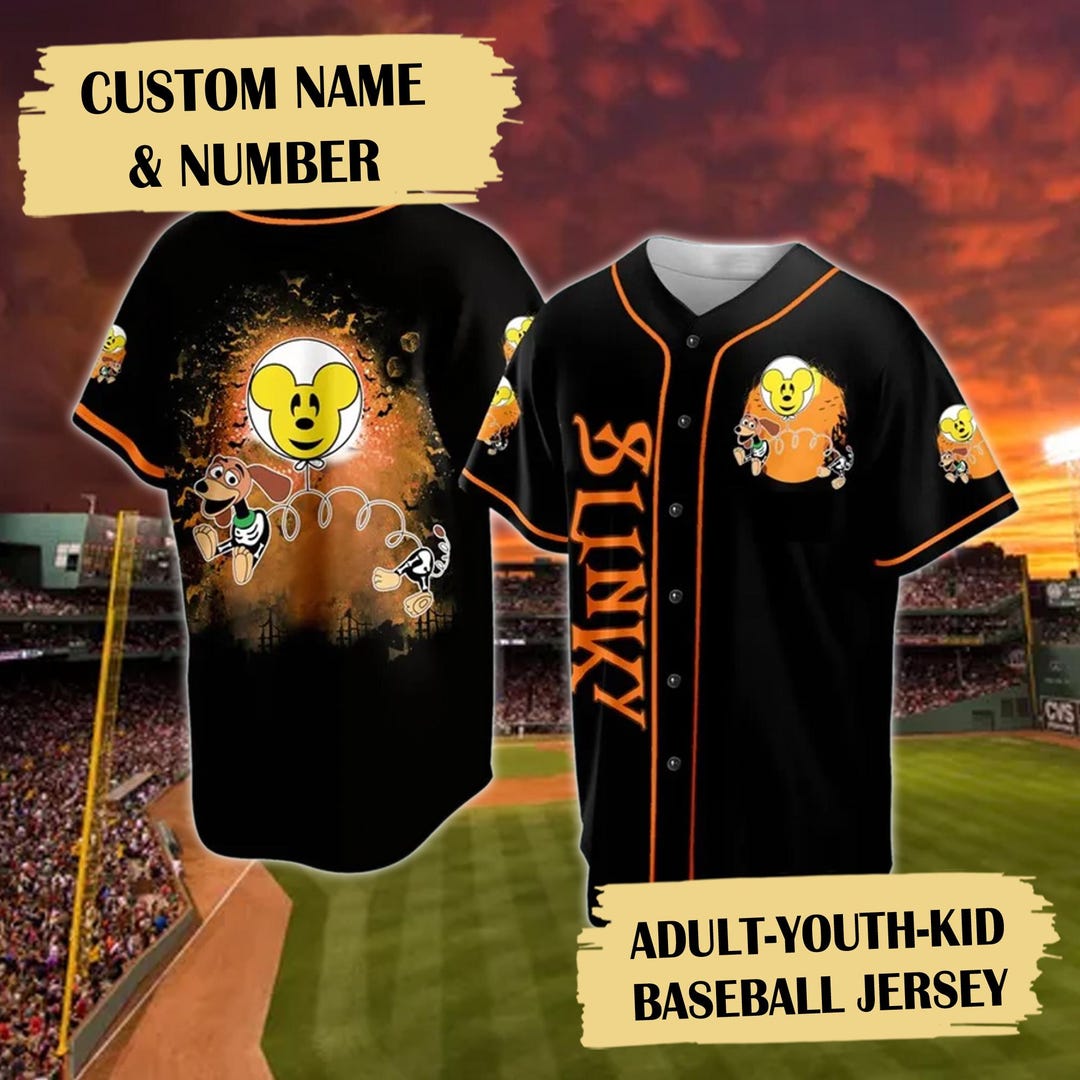Personalized Slinky Halloween Baseball Jersey, Slinky Dog Team Baseball ...