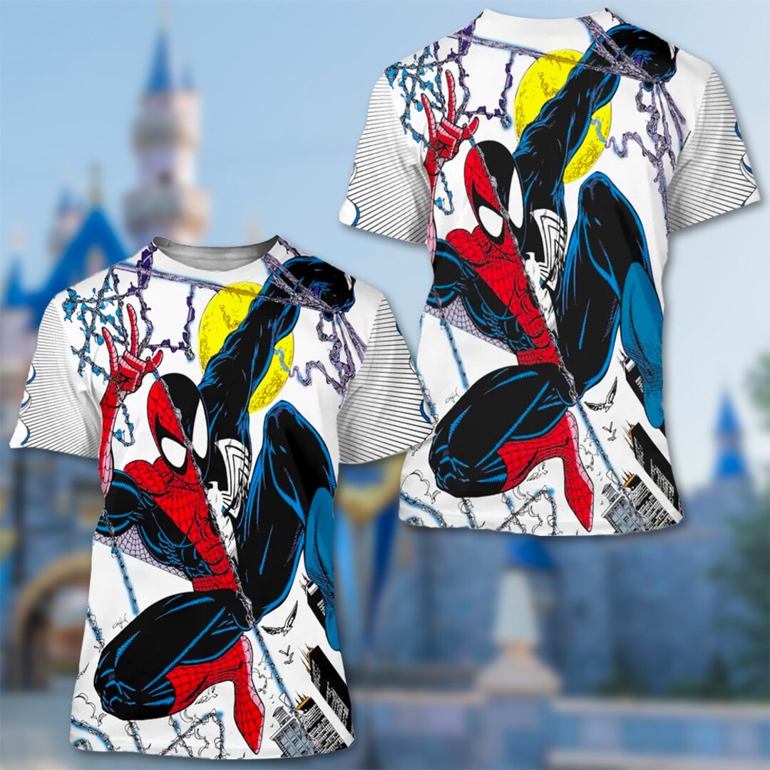 Spiderman Symbiote 3D T-shirt, Superhero Villain All Over Print T-shirt ...