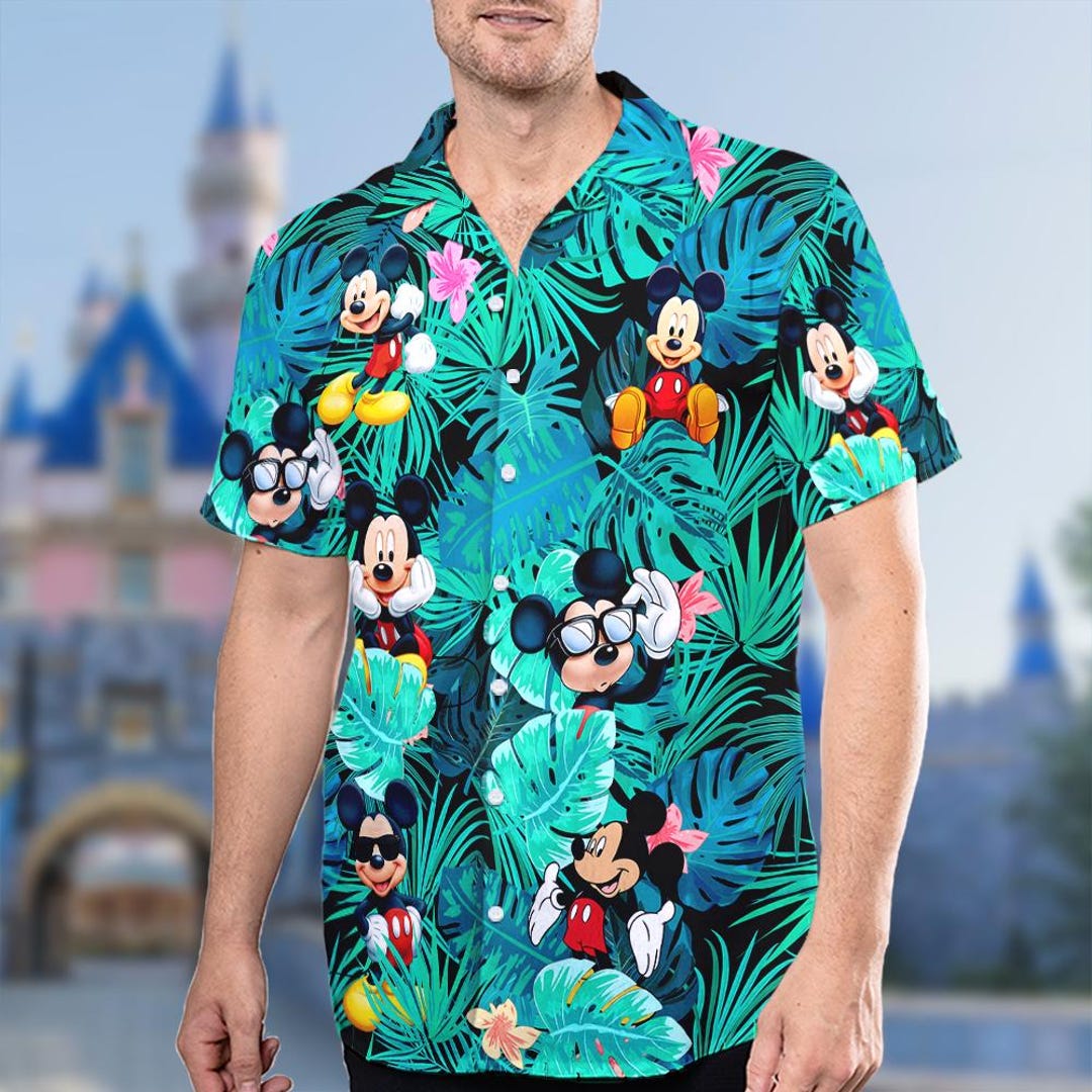 Disney Mickey Mouse Hawaiian Shirt, Mickey Mouse Wear Sunglass Pattern ...