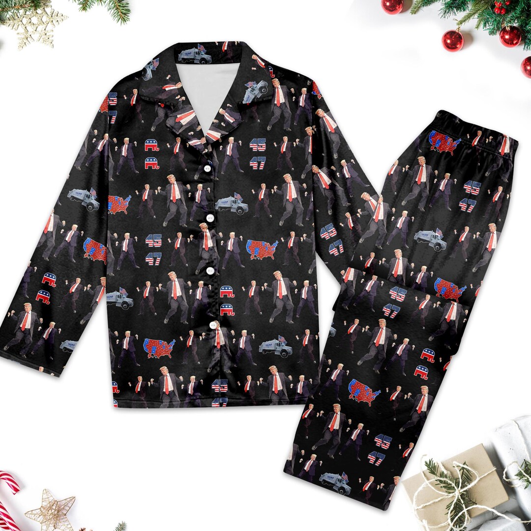 Trump Xmas Pajamas Set, Trump President 2024 Event Christmas Pajamas ...