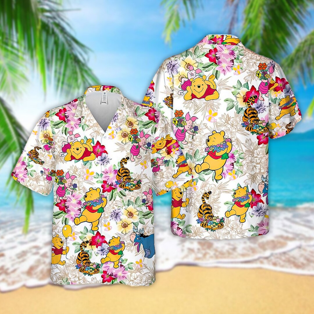Floral Bear and Friends Cartoon 3D All Over Printed Hawaiian Shirt ...