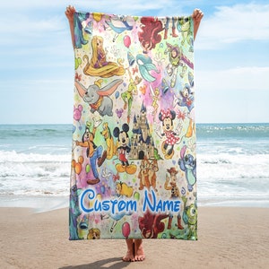 Personalized All Movie Characters Beach Towels, Custom Name Toy Movie ...