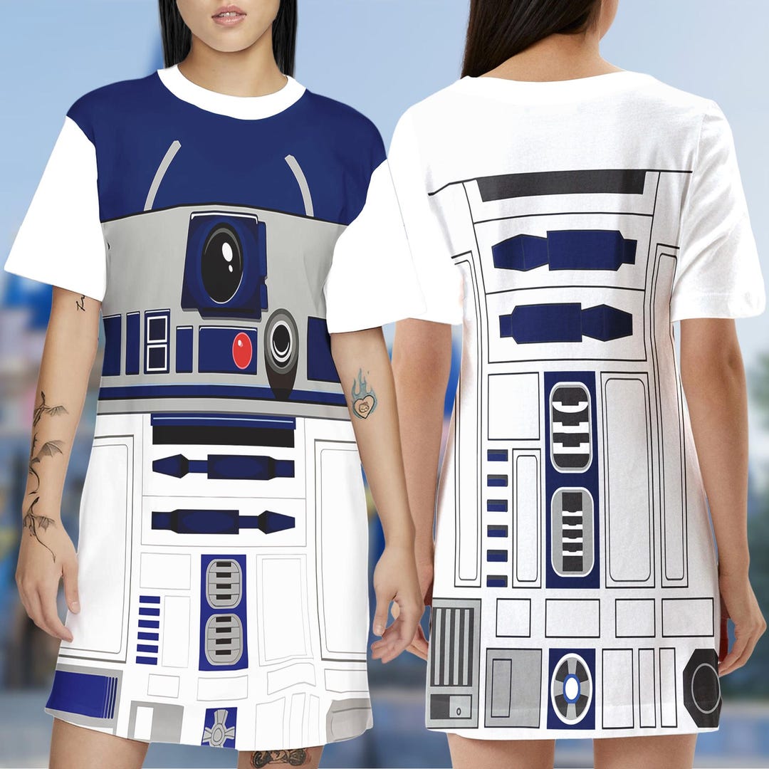 R2-D2 Robot T-shirt Dress, Star Wars Movie T-shirt Dress, R2-D2 Robot ...