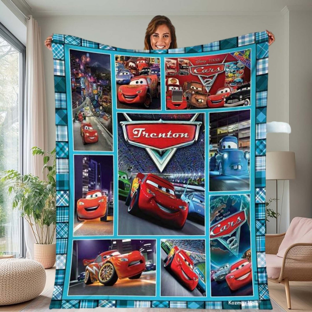 Personalized Lightning Racing Car Blanket, Custom Name Car Movie Fleece ...