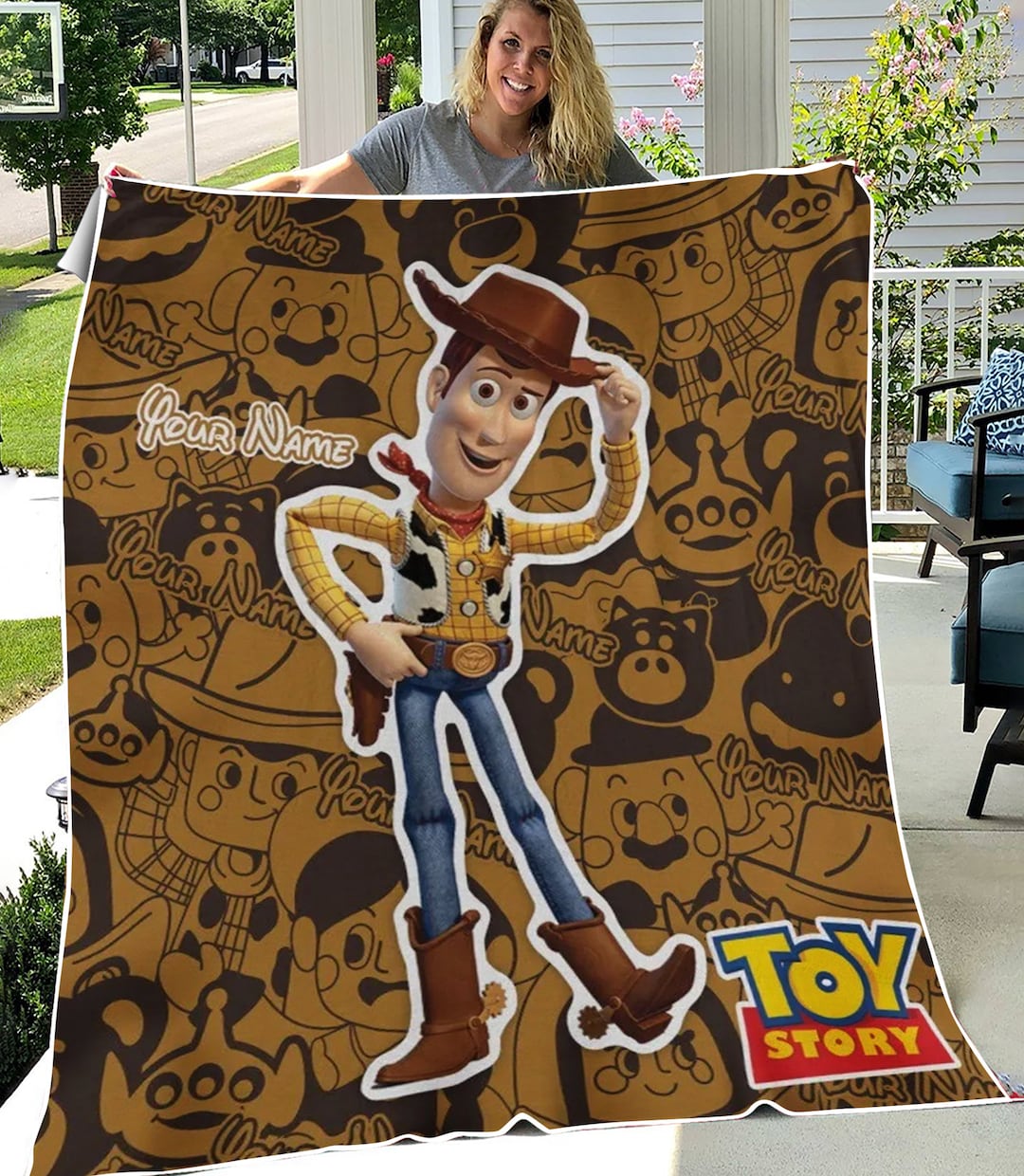 Personalized Animated Toy Characters Blanket, Custom Name Toy Cowboy ...