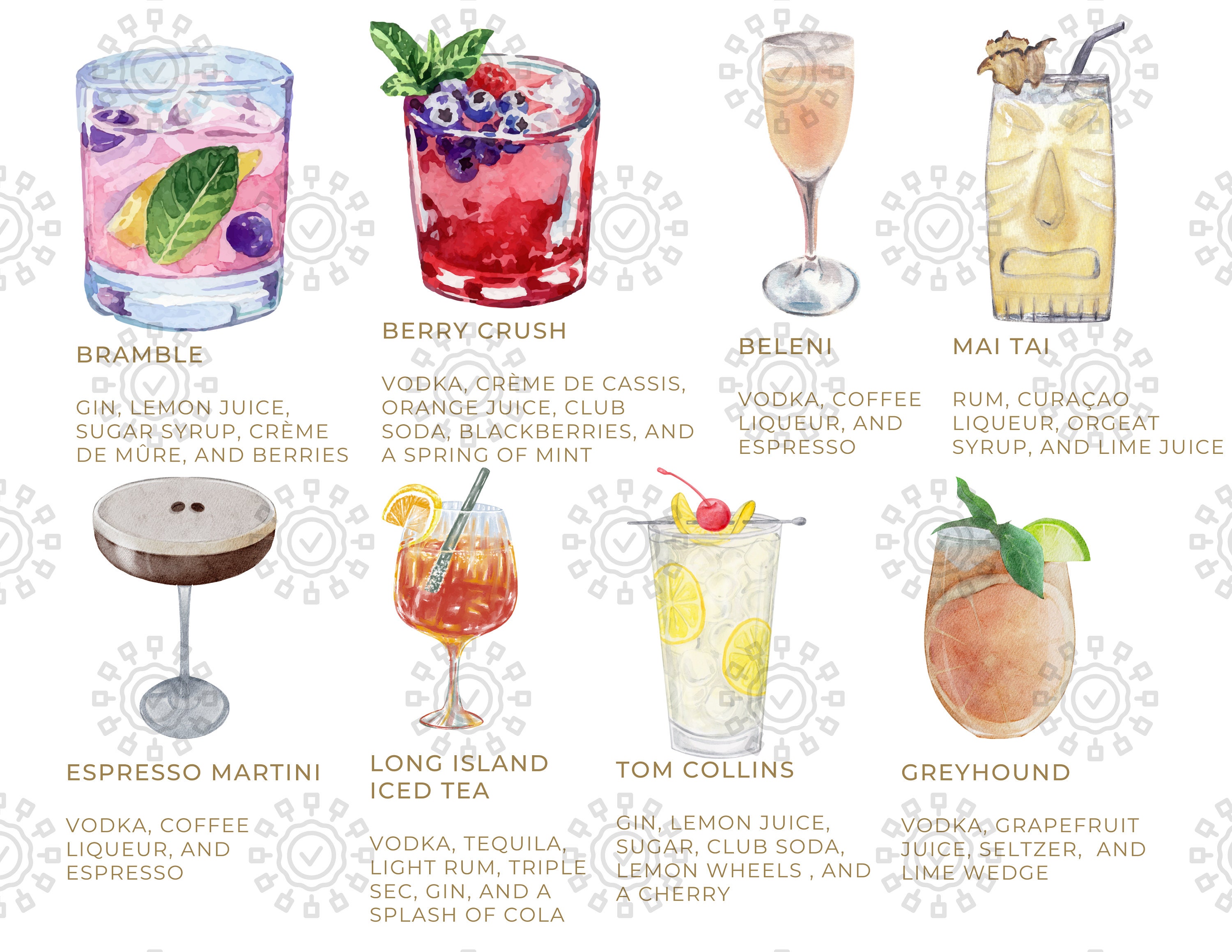 Personalized Cocktail Menu for Home Bar, Weddings, Events, & Parties - Etsy
