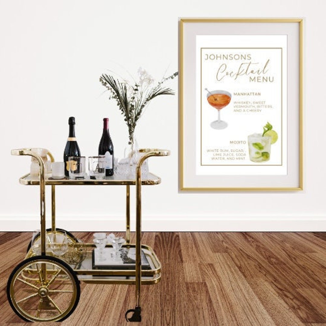 Personalized Cocktail Menu for Home Bar, Weddings, Events, & Parties - Etsy