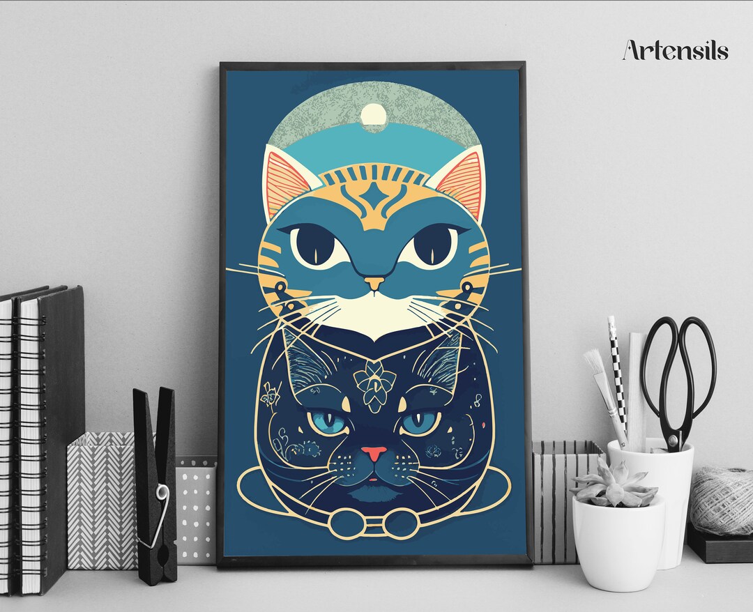 Funny Cartoon Cat Wallpaper Print Ugly Cat Brooding Cat Catmom - Etsy