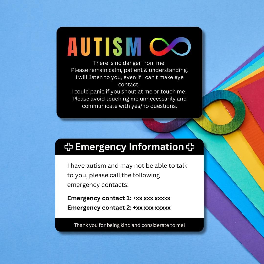 Autism Emergency Card / Emergency ID Card - Personalizable Plastic Card ...