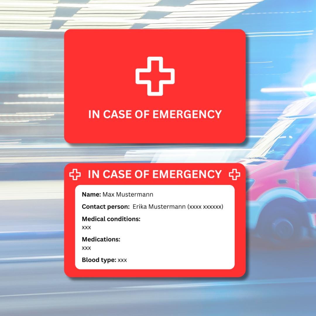 ICE in Case of Emergency Card - Personalized Plastic Card in Credit ...
