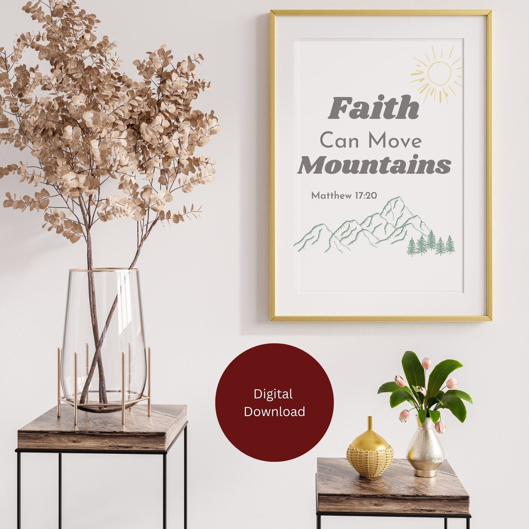 Faith Can Move Mountains, Christian Art Print, Bible Verse Wall Art ...